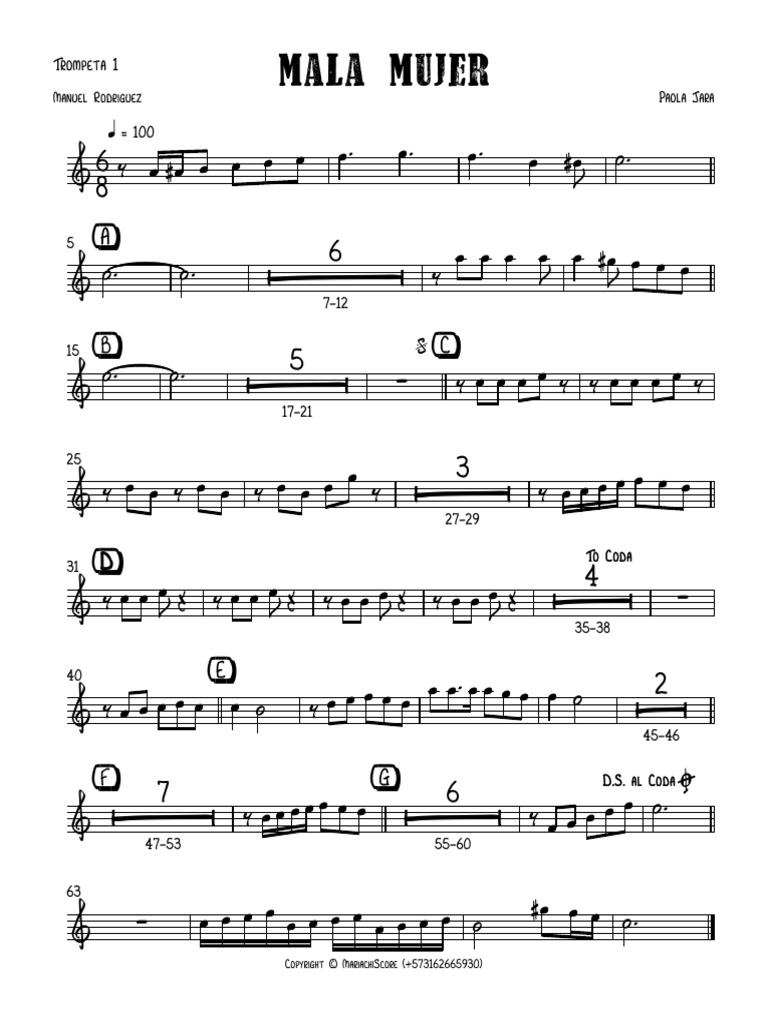 Mala Mujer - Trompeta 1 | PDF