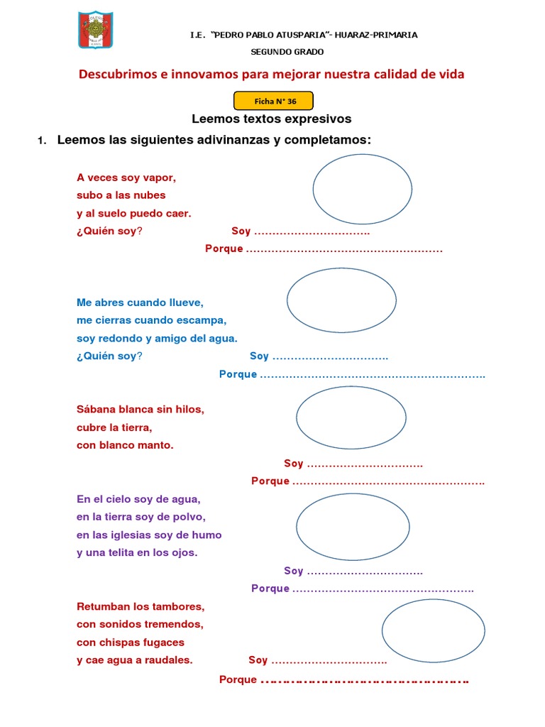 Ficha #36 Leemos Textos Expresivos | PDF | Libros para adolescentes