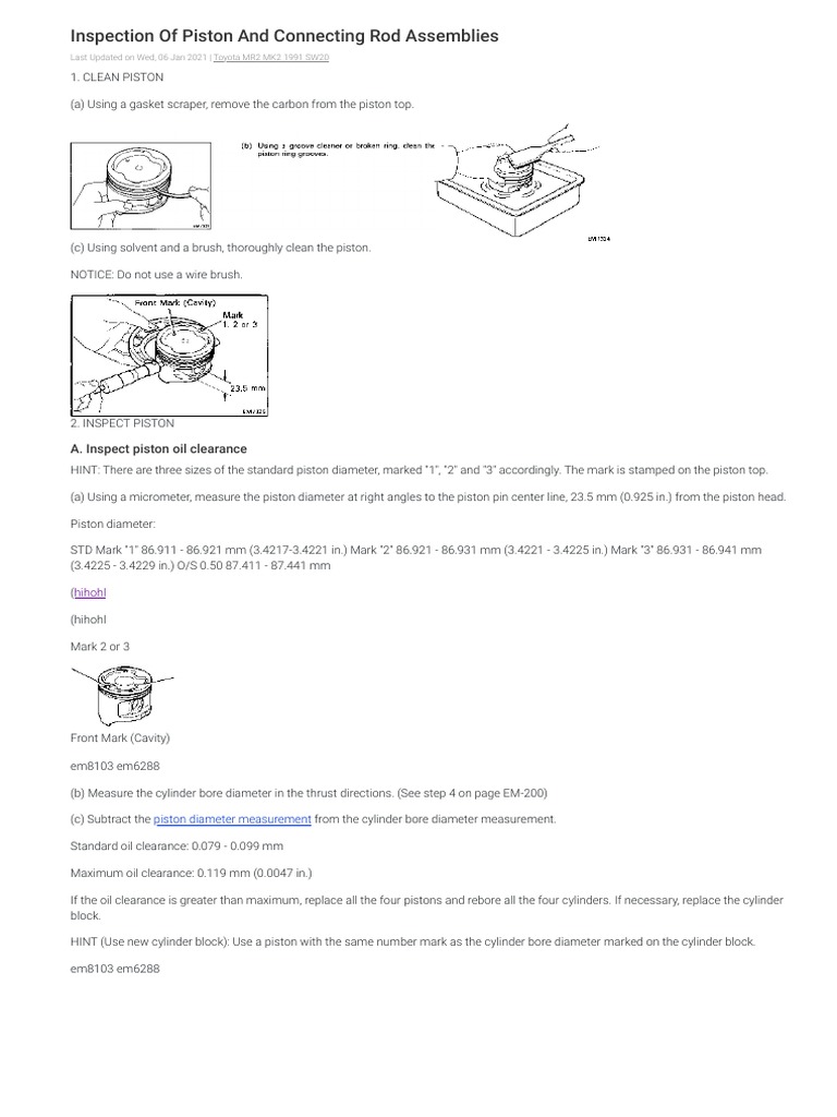 Piston and Connecting Rod Inspection Guide | PDF | Piston | Screw