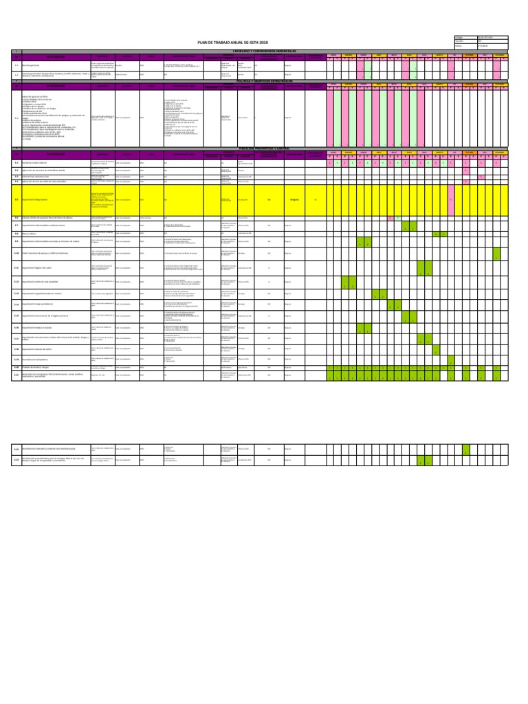 Pl Lg Sg 001 Cronograma De Actividades Sst 2020 Pdf Nicotina Higiene