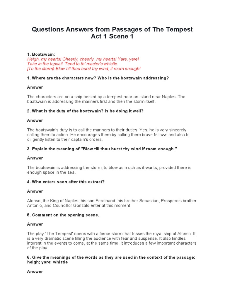Act 1 Scene 1 | PDF | The Tempest