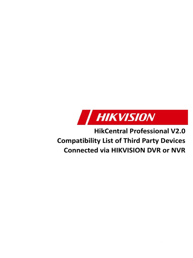 Compatibility List of Third Party Devices Connected Via HIKVISION DVR ...