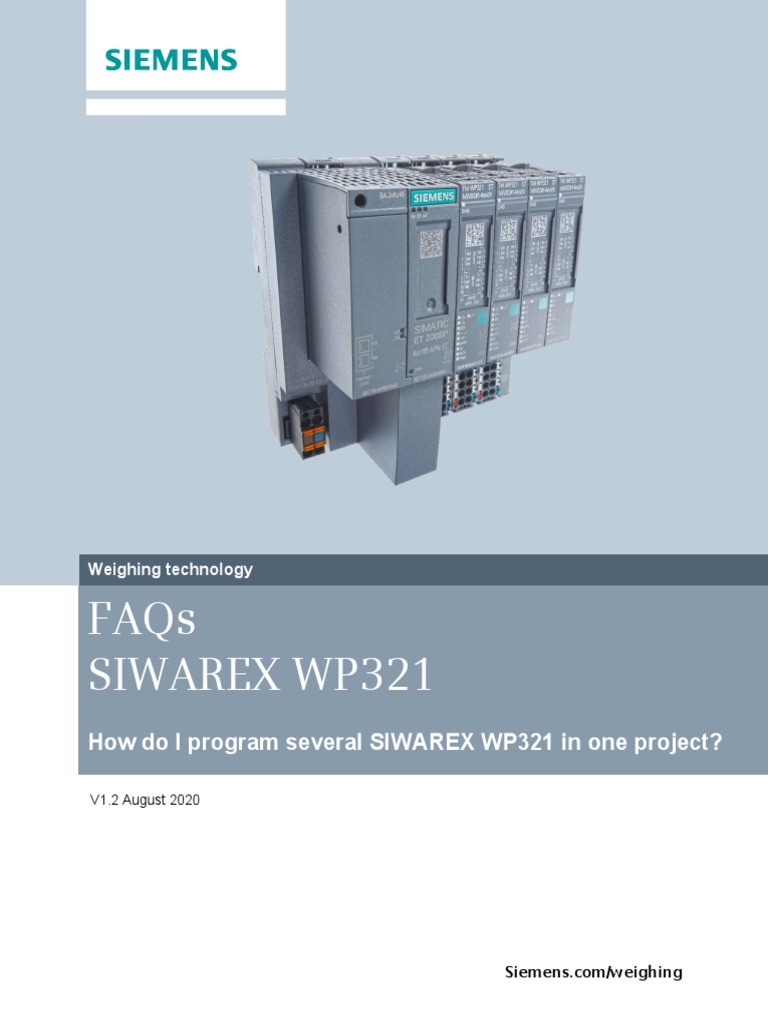 Faqs Siwarex Wp321: How Do I Program Several SIWAREX WP321 in One Project? | PDF | Computer ...