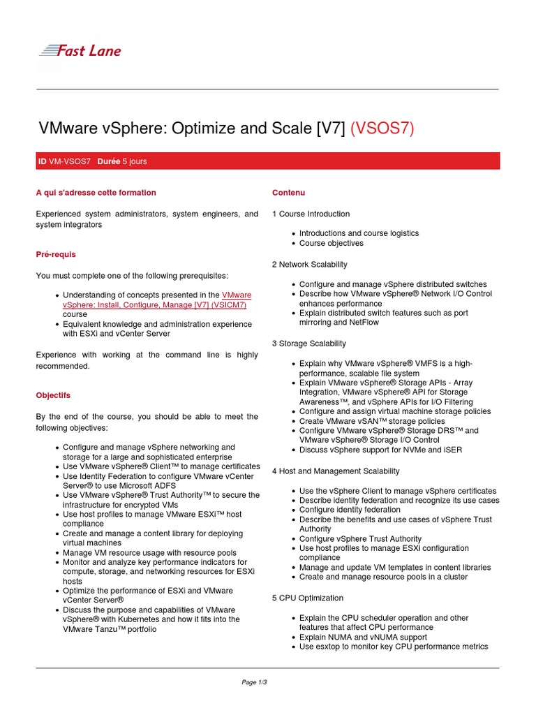 Vmware Vsphere: Optimize and Scale (V7) : (Vsos7) | PDF | Virtual ...