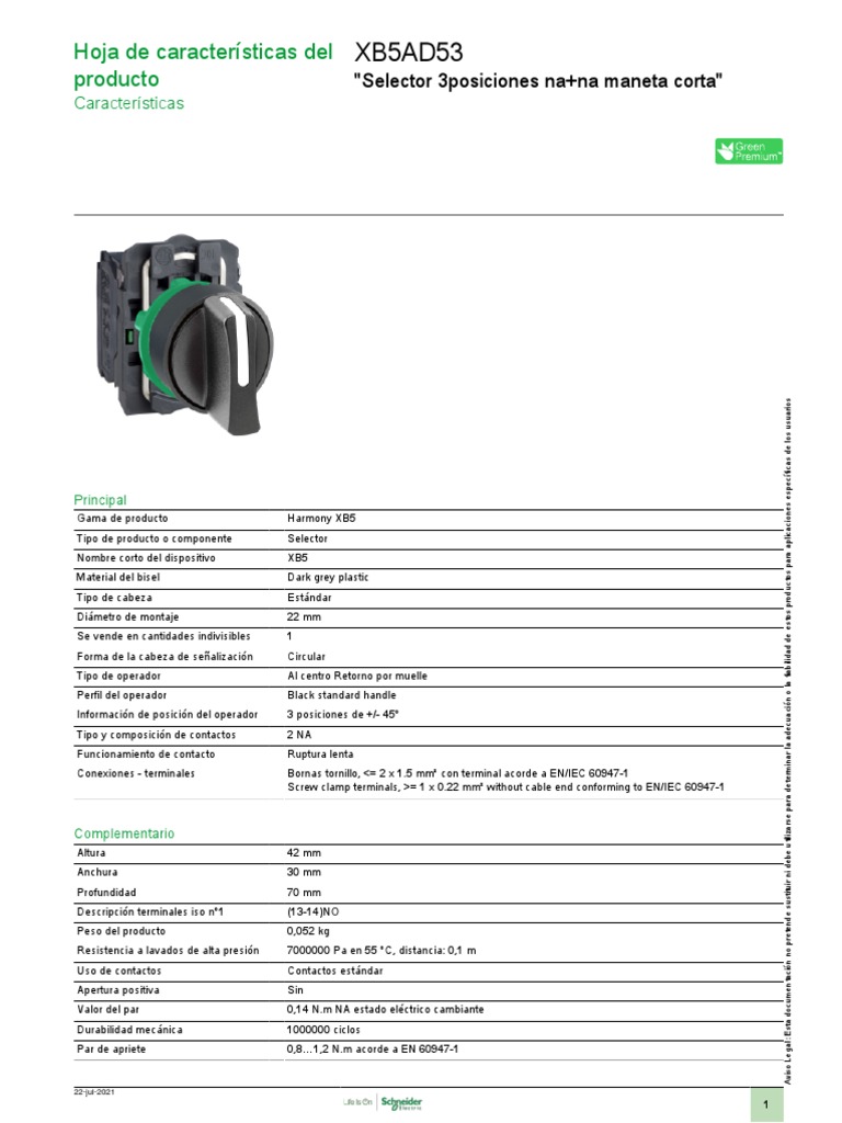 Harmony XB5 - XB5AD53 | PDF | Materiales | Rieles