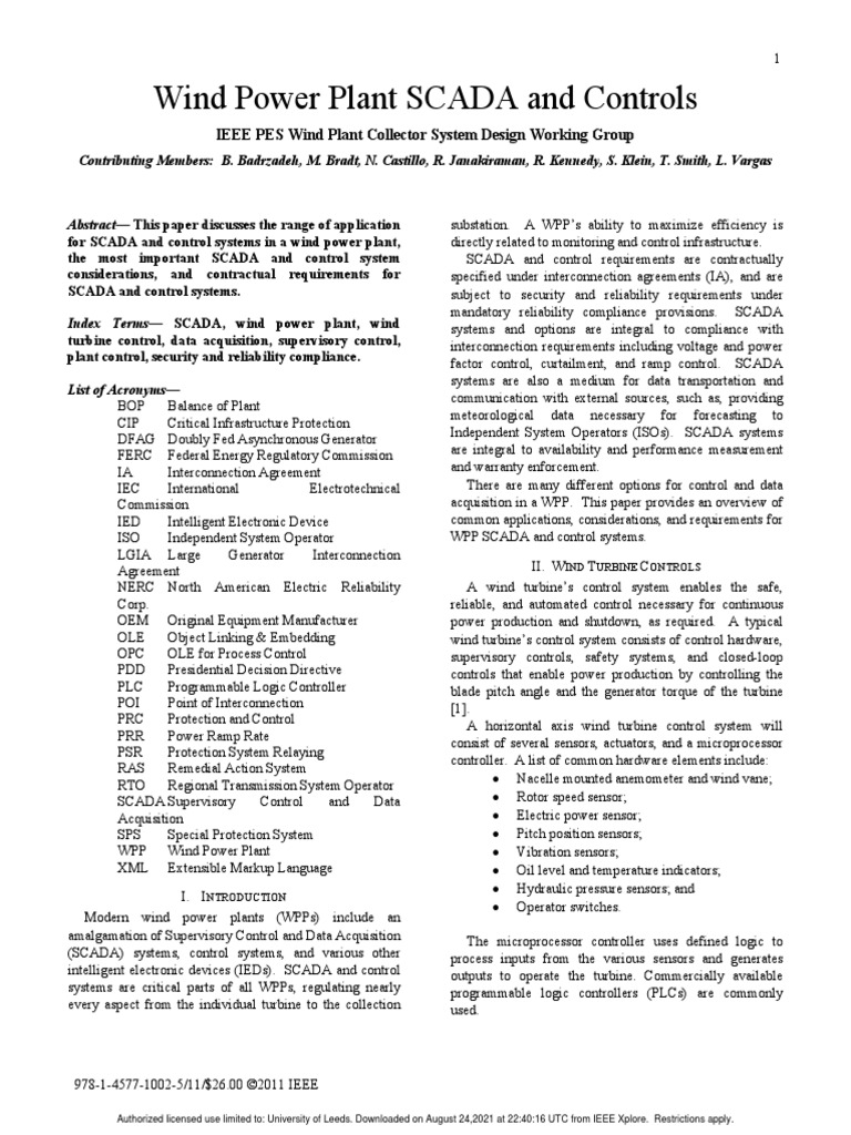 Wind Power Plant SCADA and Controls | PDF | Scada | Electrical Grid