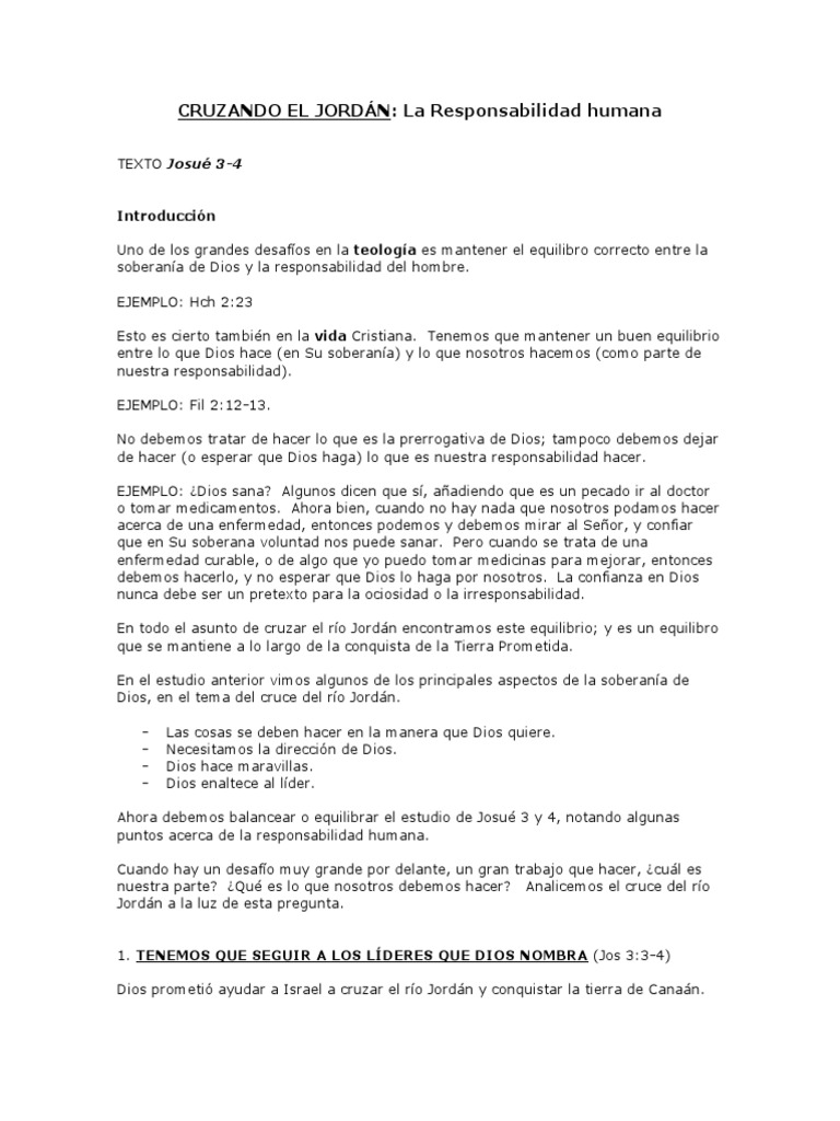 Josue 3-4 Cruzando El Jordan (II) La Responsabilidad Del Hombre | PDF | Joshua | Arca de la Alianza