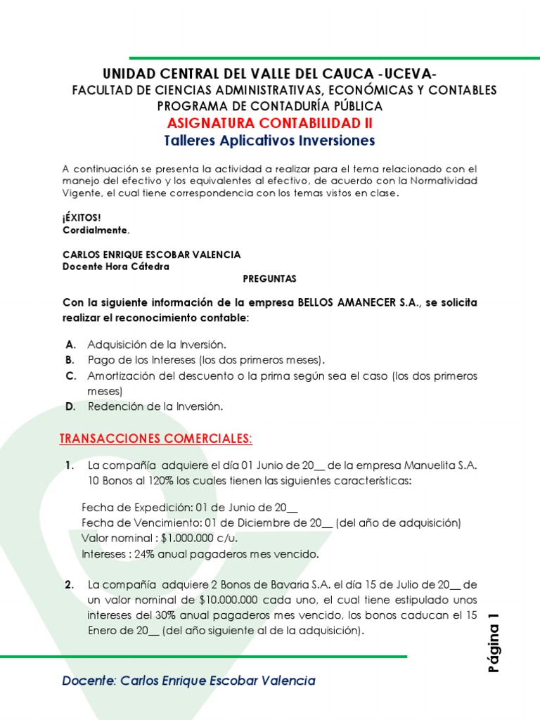 Actividad 3 - Taller - Inversiones - Contabilidad II - 2-2021 | PDF ...