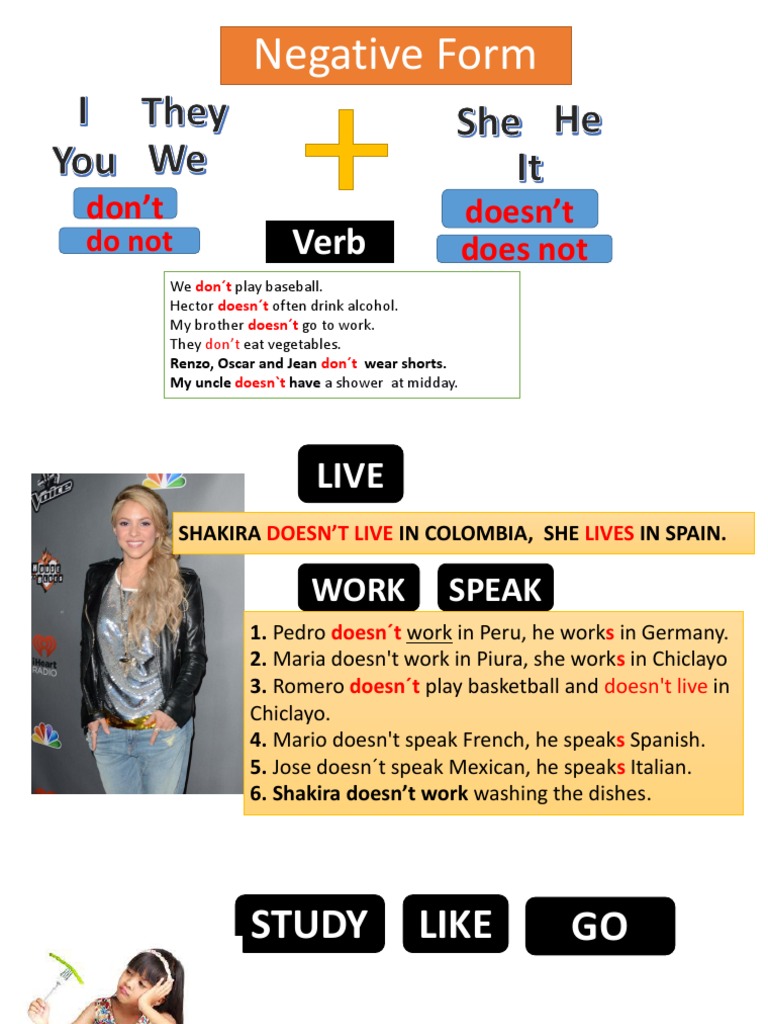 Negative Form: Don't Doesn't Does Not | PDF