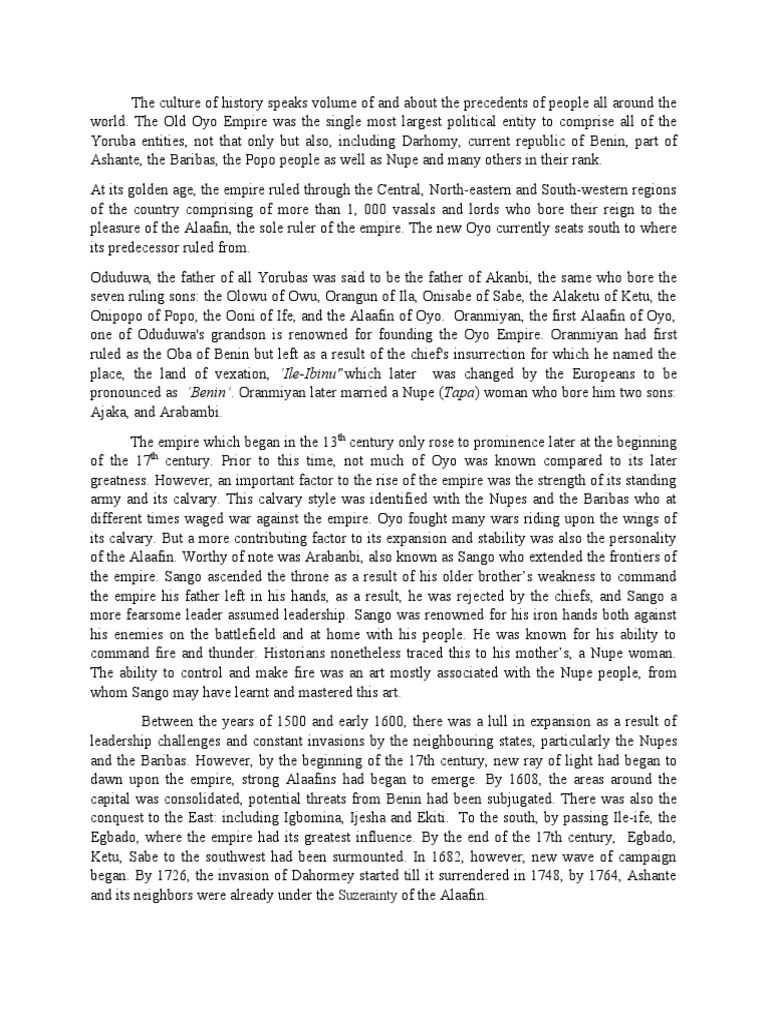 The Oyo Empire | PDF