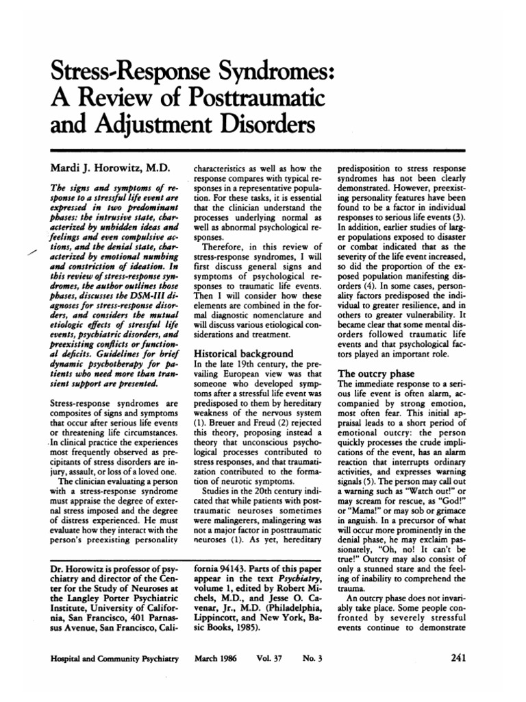 Rta Stress Horowitz 1986 | PDF | Mental Disorder | Psychological Trauma