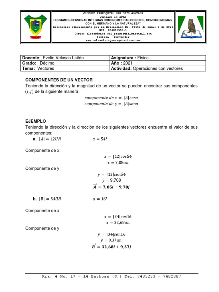 Guia 1. P3. Operaciones Con Vectores | Descargar gratis PDF | Vector Euclidiano | Sustracción