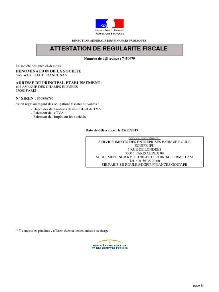 Attestation Fiscal | PDF | Finance et gestion monétaire
