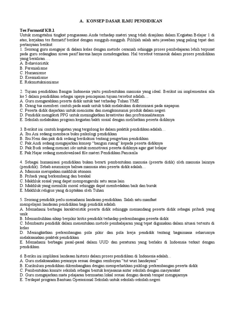 A Konsep Dasar Ilmu Pendidikan Pdf