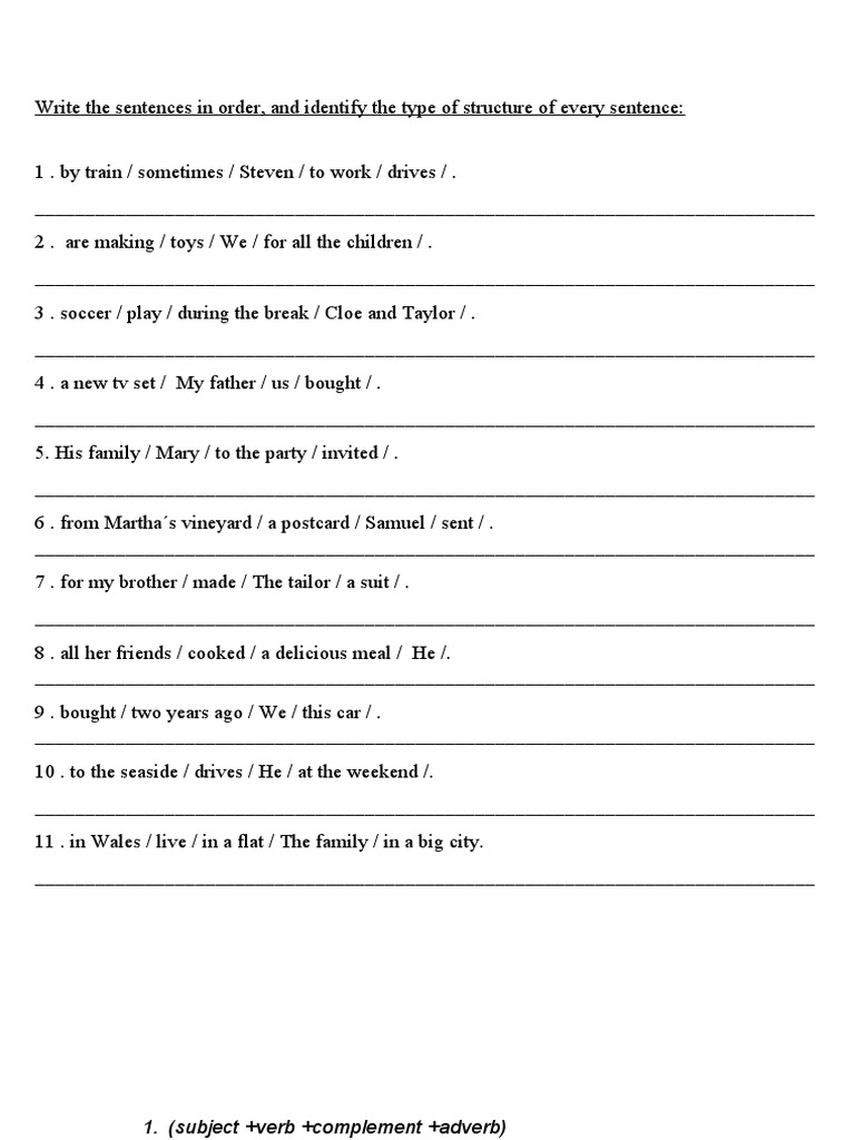 Sentence Structure Pdf