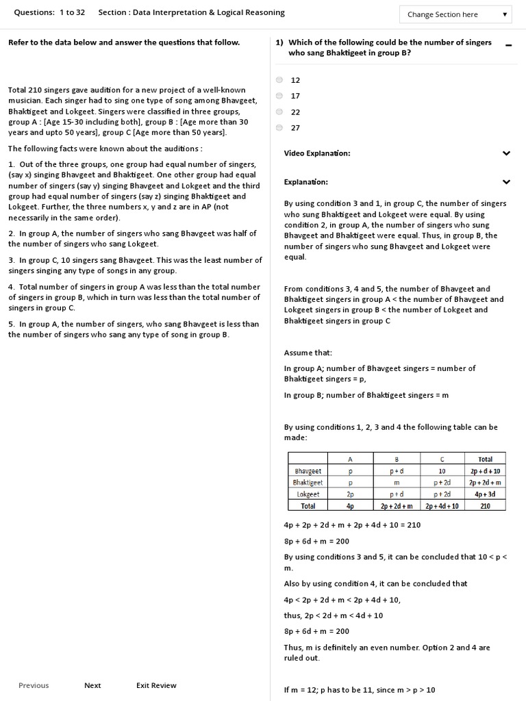 1) Which of The Following Could Be The Number of Singers Who Sang Bhak ...