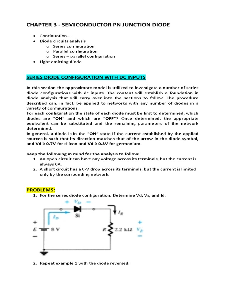 Chapter 3 - Semiconductor PN Junction Diode: Series Diode Configuration ...