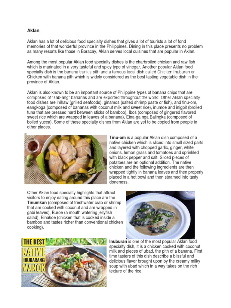 Aklan's Culinary Delights and Specialties | PDF | Regional & Ethnic ...