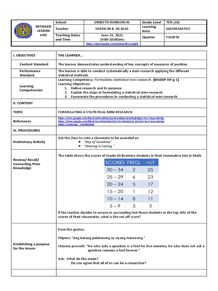 Grade 10 Math: Statistical Mini-Research | PDF | Sampling (Statistics ...