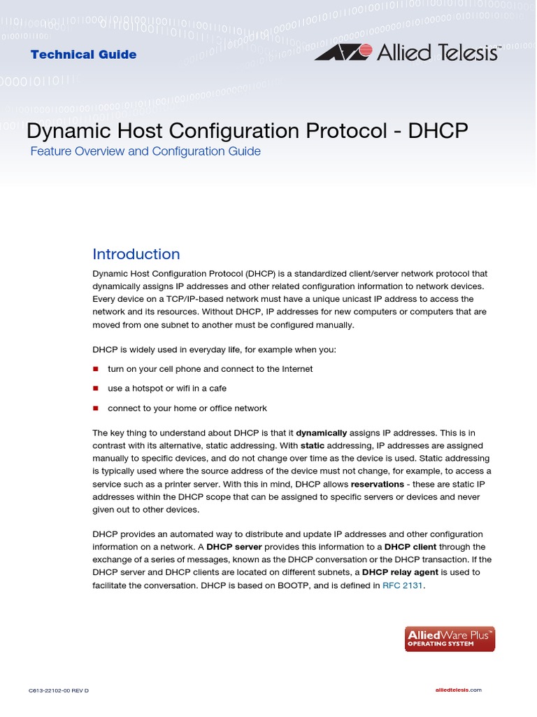 Dynamic Host Configuration Protocol - DHCP: Feature Overview and ...