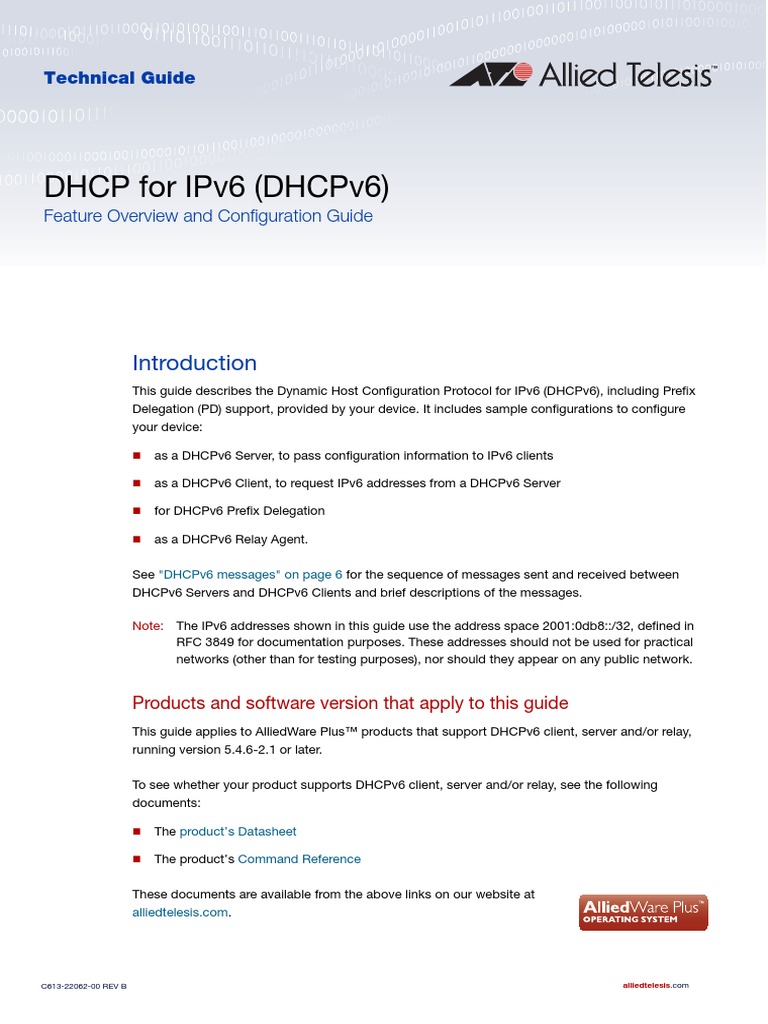 Dhcpv6 Feature Overview Guide | PDF | I Pv6 | Osi Model