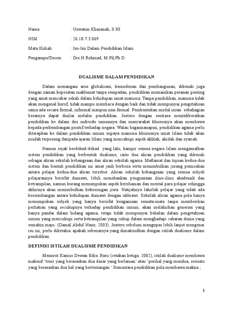Dualisme Dalam Pnddkan (Resum) | PDF