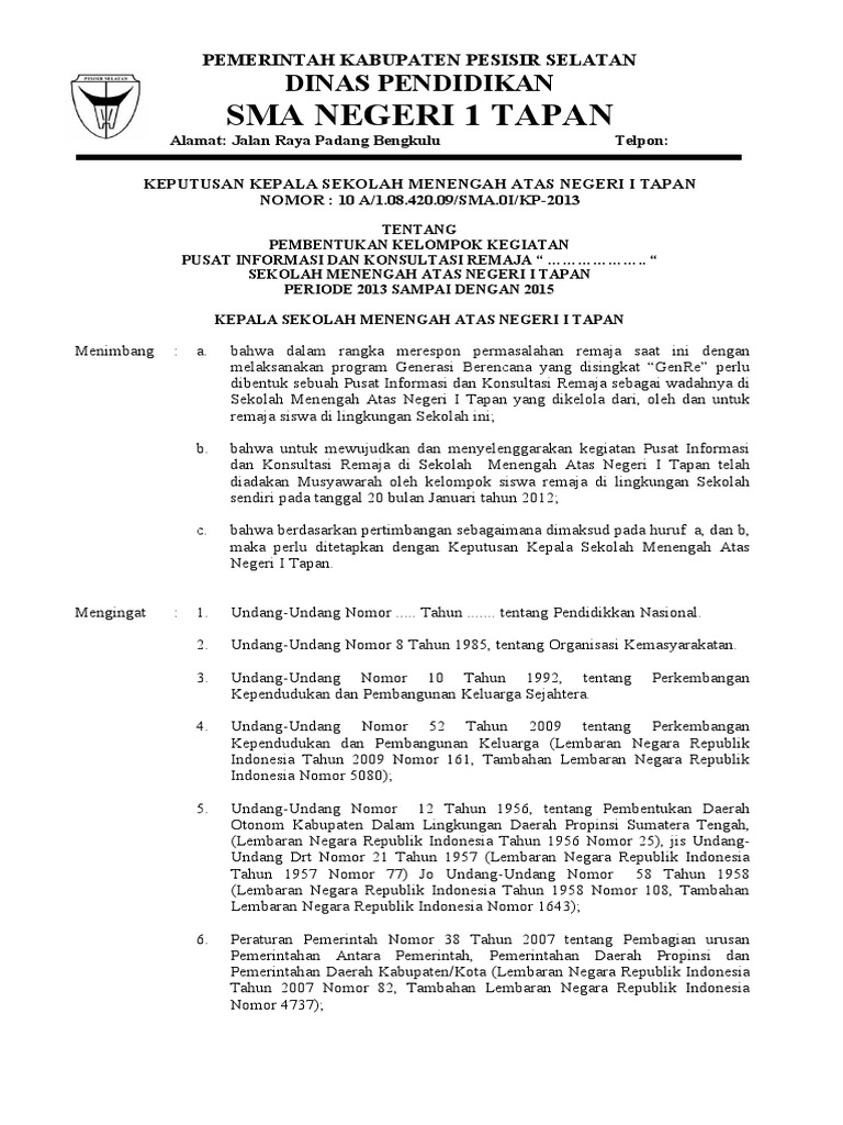 Contoh SK Poktan-Poktan | PDF