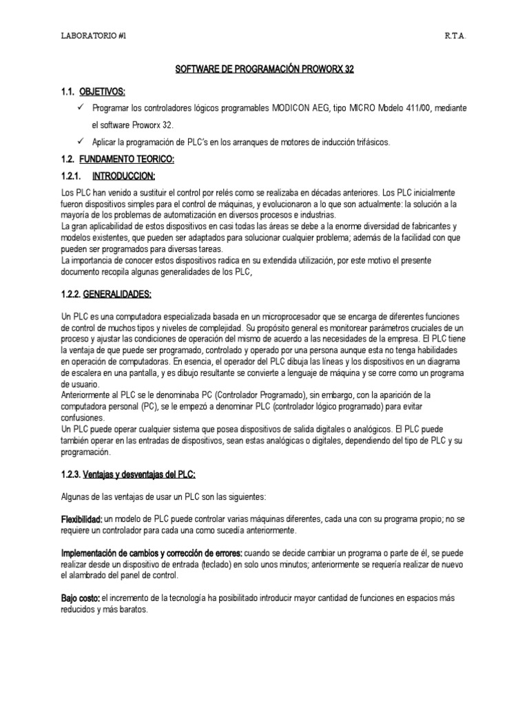 Programación PLC MODICON con Proworx 32 | PDF | Controlador lógico ...