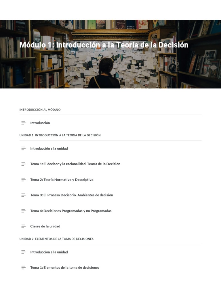 Modulo 1 Introduccion A La Teoria de La Decision | PDF | Toma de decisiones | Cognición