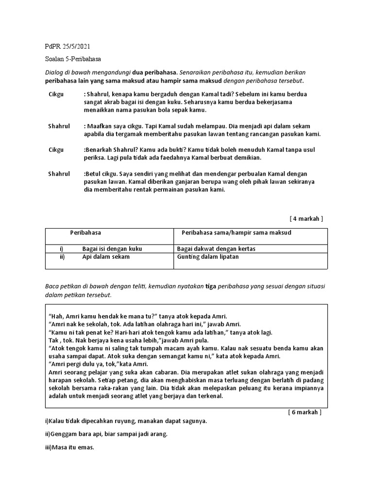 Peribahasa dalam Dialog dan Petikan Teks | PDF