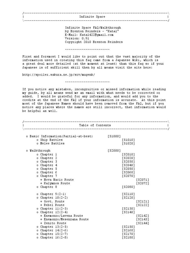 Infinite Space Walkthrough | PDF | Strategy Guide | Fighter Aircraft