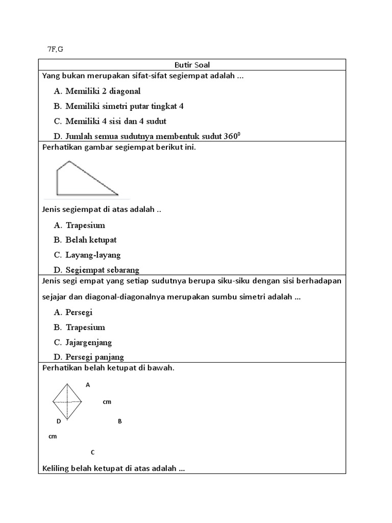 Soal Segitiga Dan Segi Empat | PDF