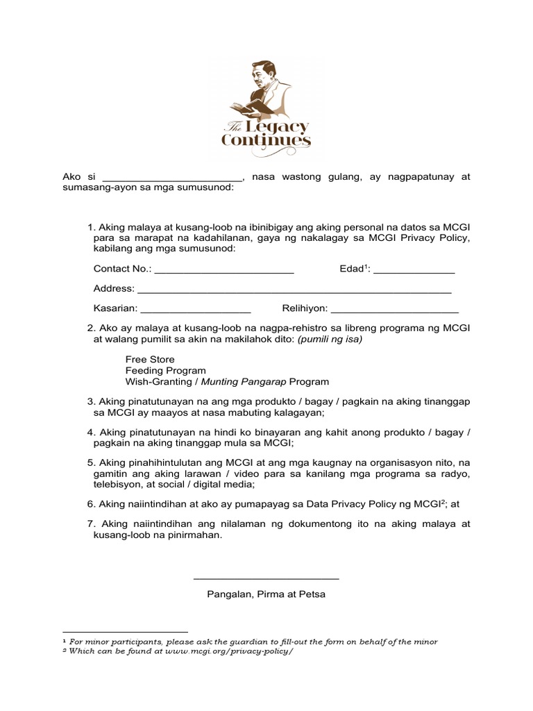 MCGI Consent Form EngFil - Updated | PDF