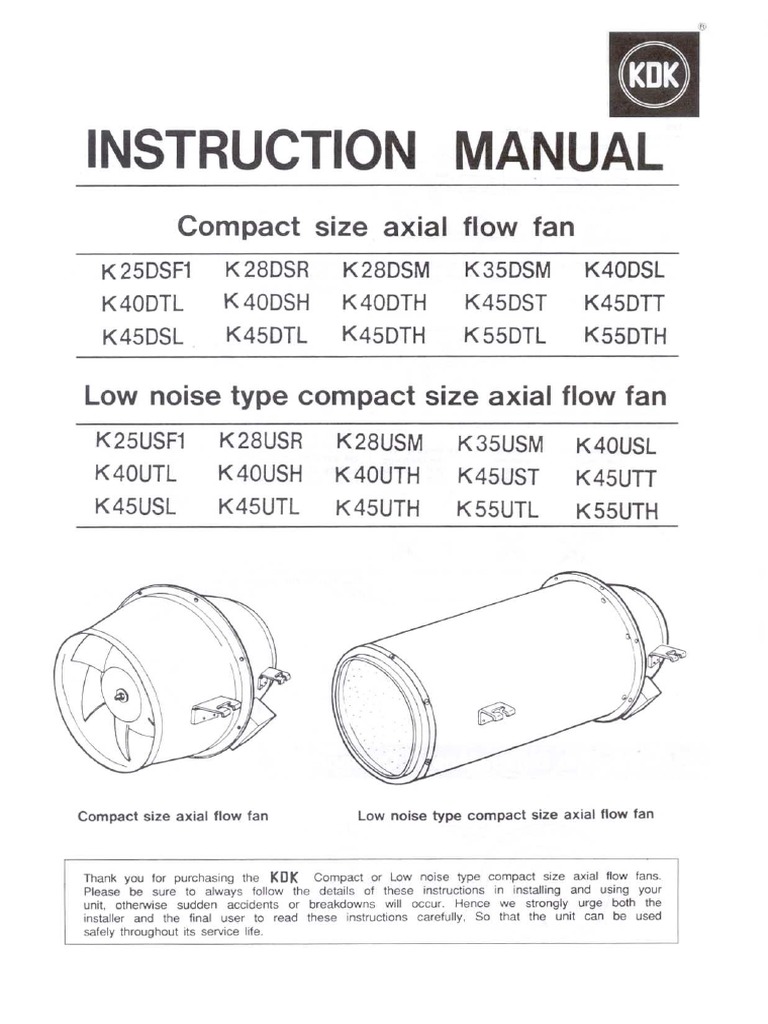 KDK Fan-Compact Axial Flow Fan | PDF