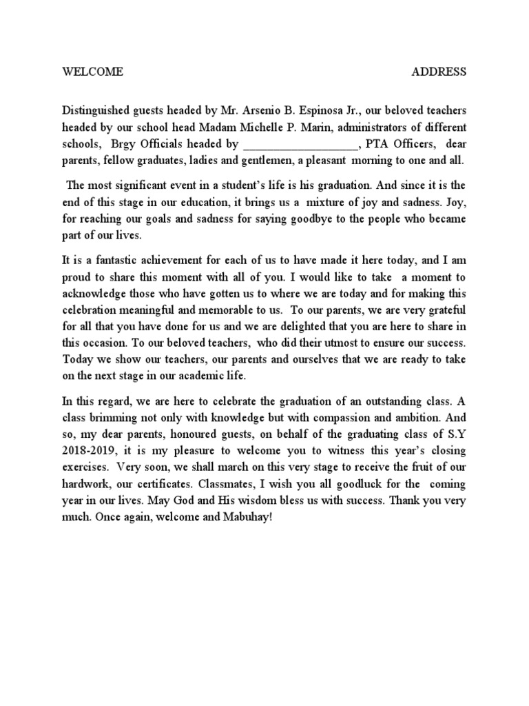 Welcome Address | PDF