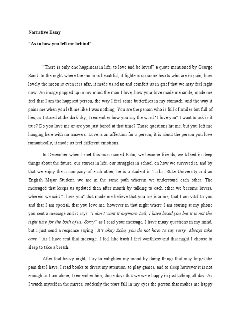 Narrative Essay "As To How You Left Me Behind" | PDF | Love