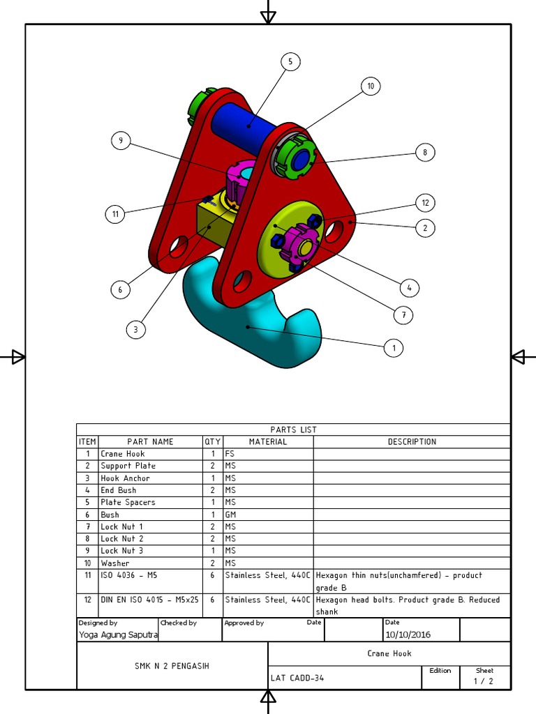 Crane Hook Parts List | PDF | Manufactured Goods | Mechanical Engineering