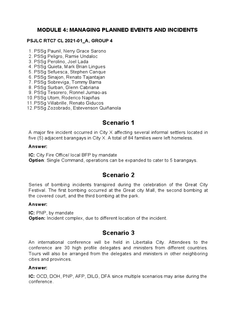 Module 4: Managing Planned Events and Incidents: Scenario 1 | PDF | Tropics | Weather Events
