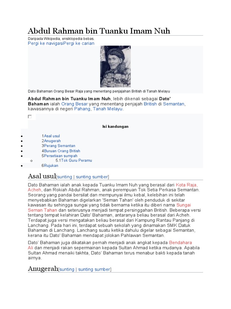 Biodata Dato' Bahaman dan Perang Semantan | PDF | Klasik