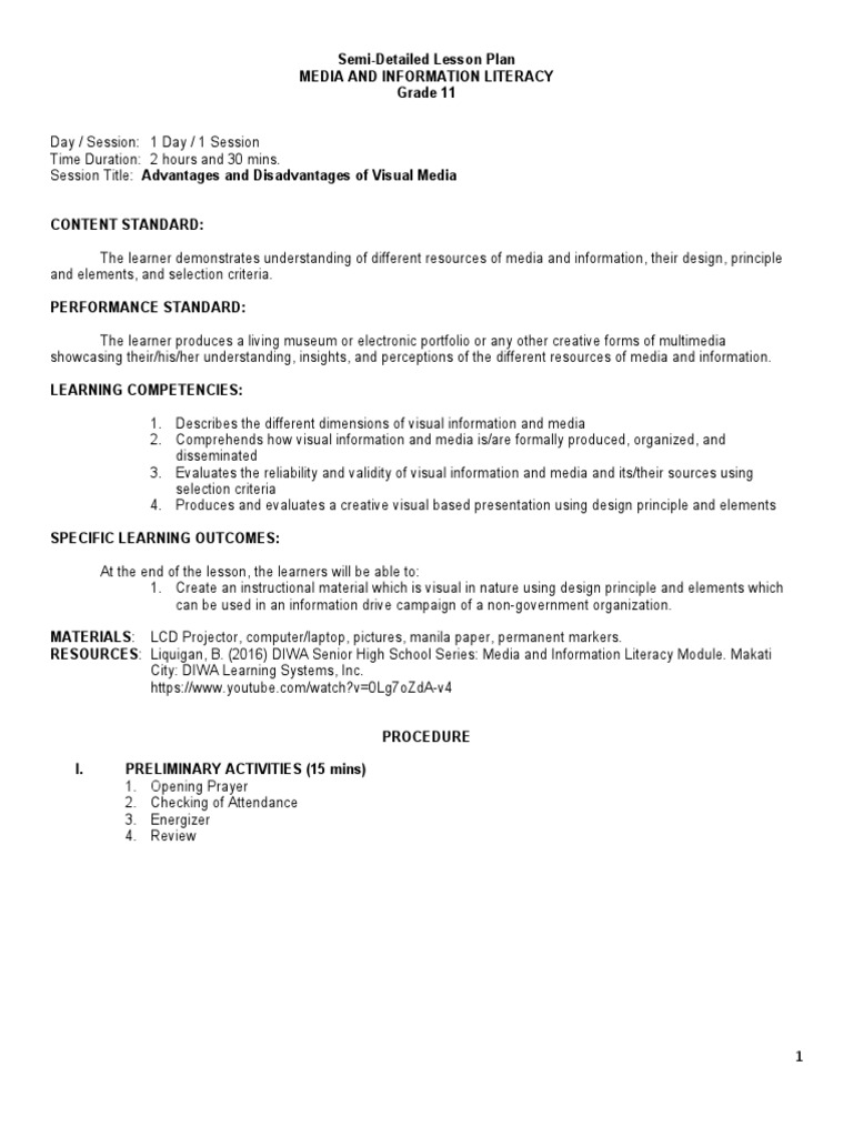 Semi-Detailed Lesson Plan (Ramos) | PDF | Mass Media | Rubric (Academic)