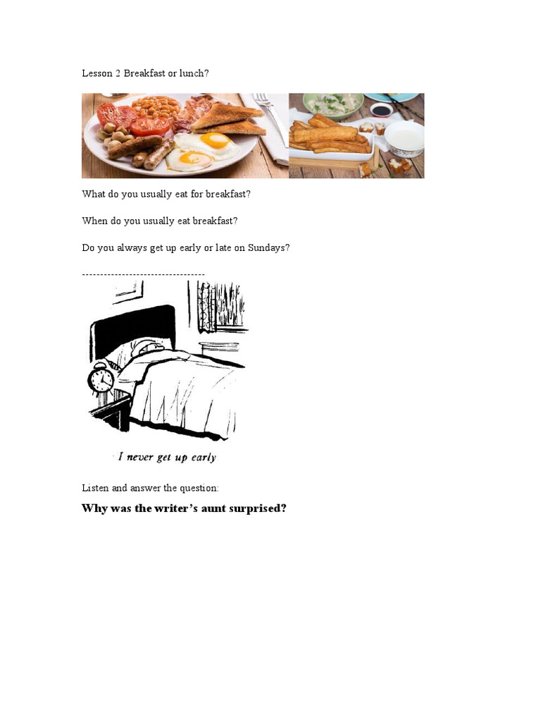 Breakfast or Lunch: A Sunday Routine | PDF | Linguistics | Grammar
