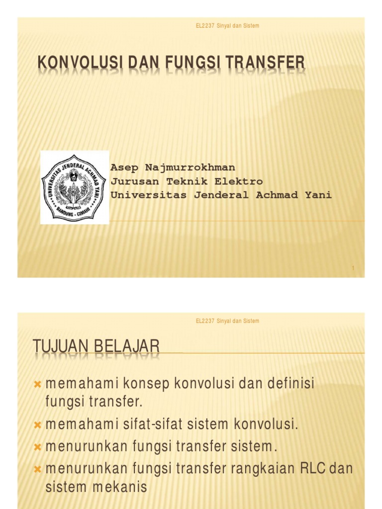 Konvolusi dan Fungsi Transfer Sistem | PDF | Metode & Bahan Ajar