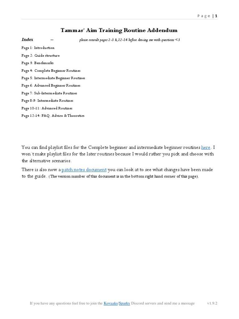 Tammas' Routine Addendum | PDF