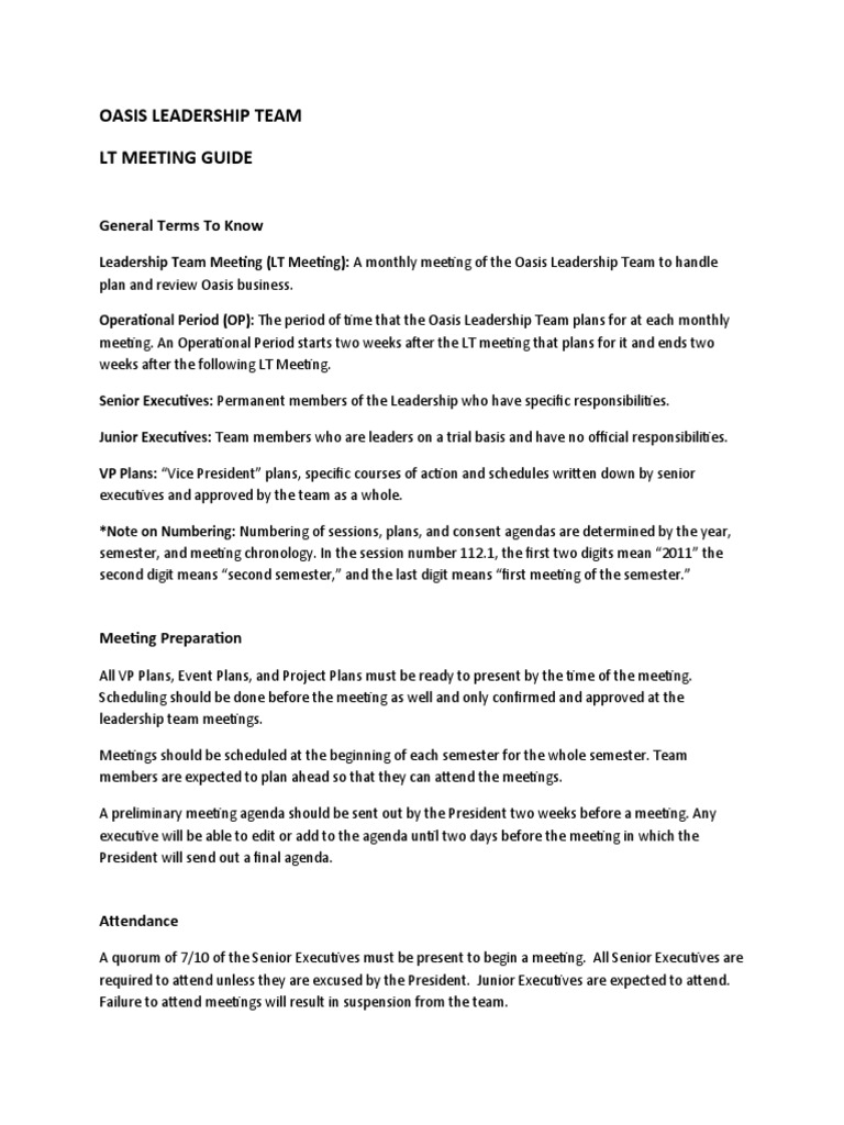 LT Meeting Guidelines and Procedures | PDF | Agenda (Meeting) | Government