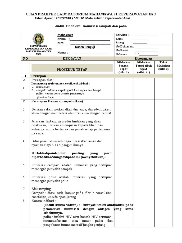 Format OSCE Campak Dan Polio | PDF