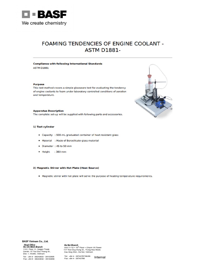 Foaming Test - ASTM D1881 | PDF | Ho Chi Minh City | Hanoi