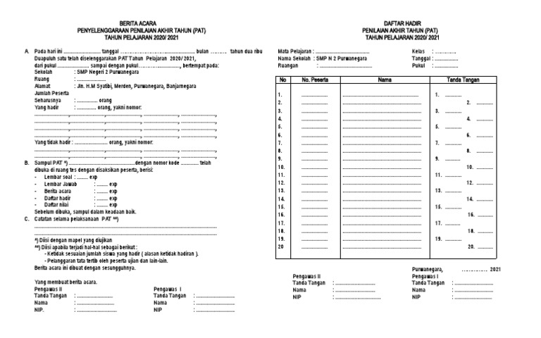 Berita Acara Dafhad Pat 21 | PDF