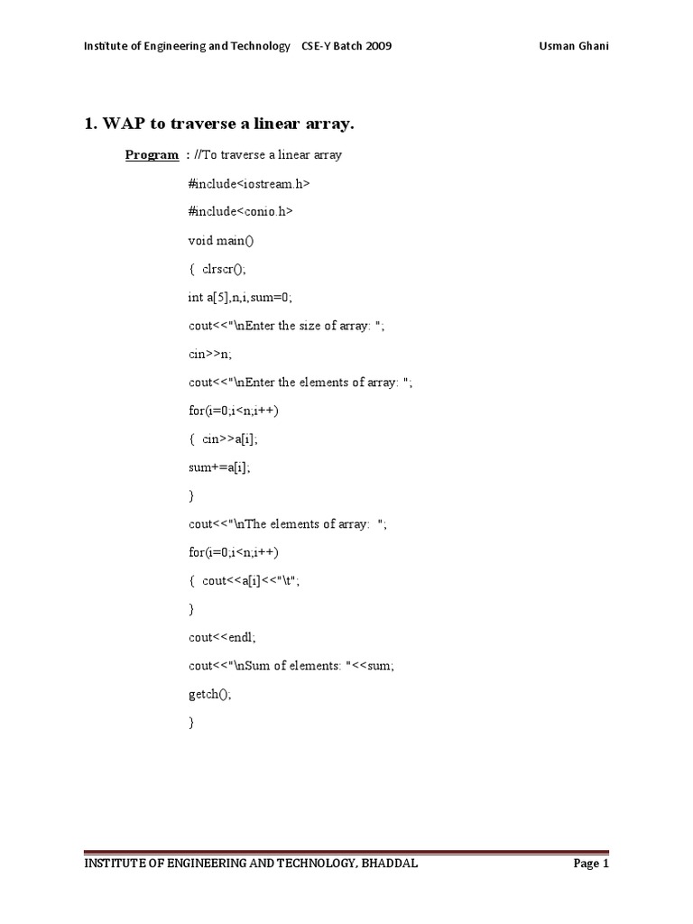 Array and Linked List Operations | PDF | Array Data Structure ...
