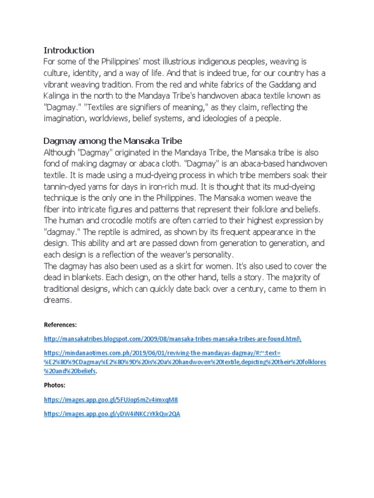 Weaving Mansaka Tribe | PDF