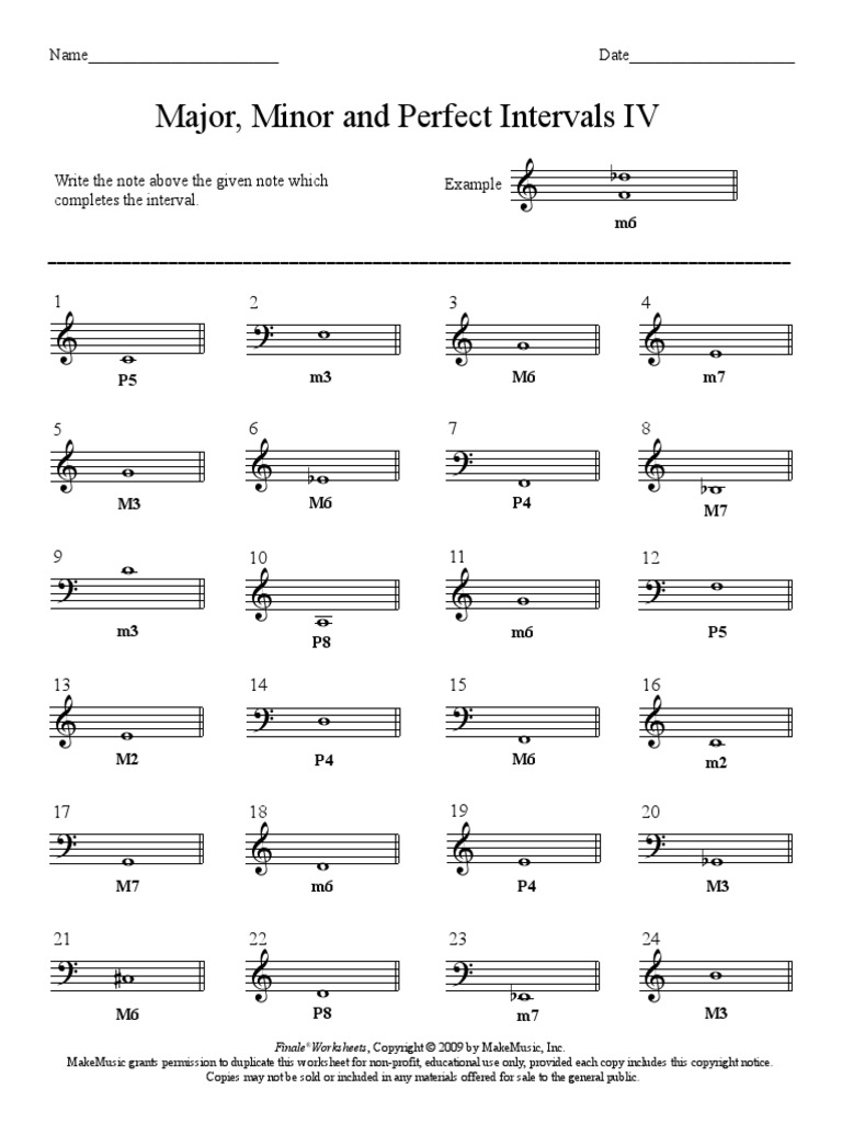 Major, Minor and Perfect Intervals IV: Name - Date | PDF | Social ...
